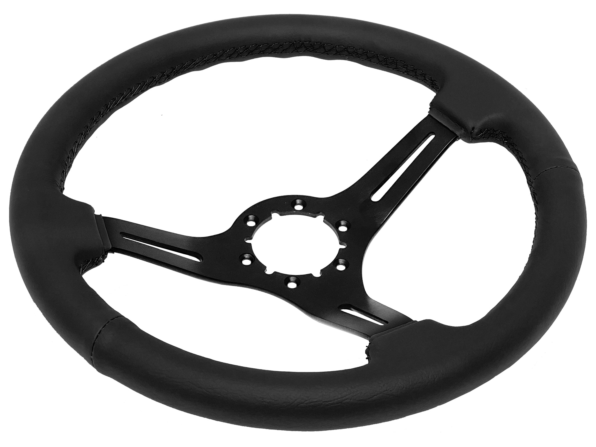 S6 Sport Leather Black Aluminum 6-Bolt Steering Wheel, ST3060BLK – VSW ...