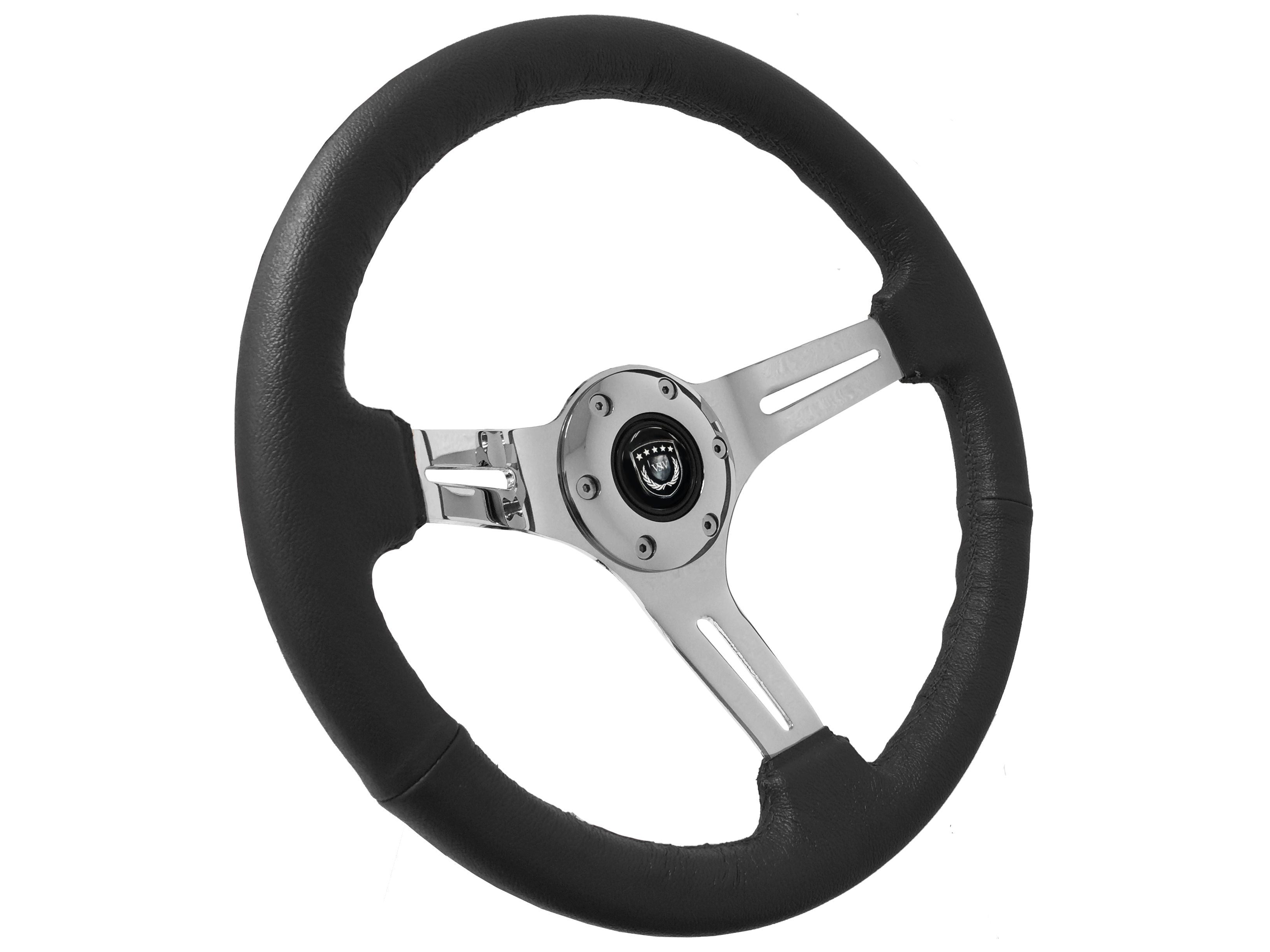 S6 Sport Black Leather Chrome 6-Bolt Steering Wheel – VSW Steering Wheels